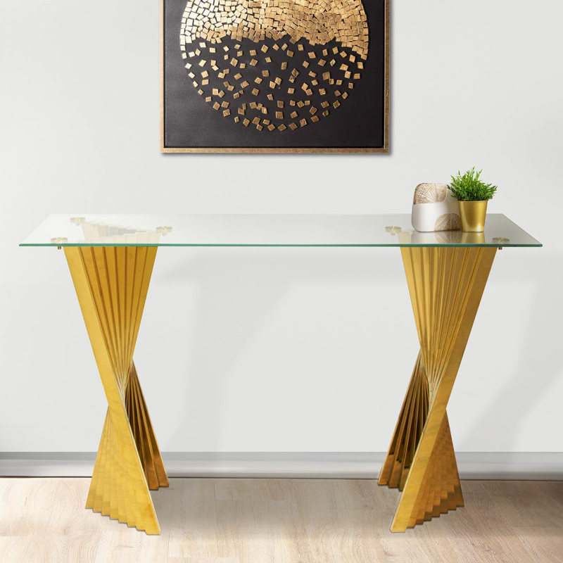 Lucy Gold Metal Console Table – Deccori Home