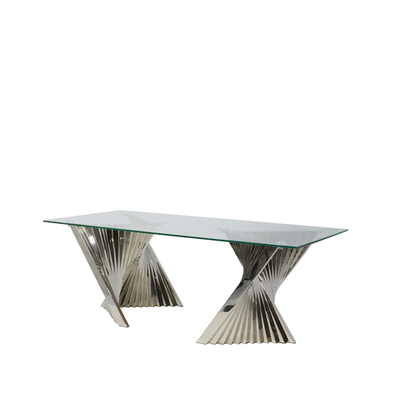 Lucy Stainless Steel Coffee Table with Clear – Deccori Home