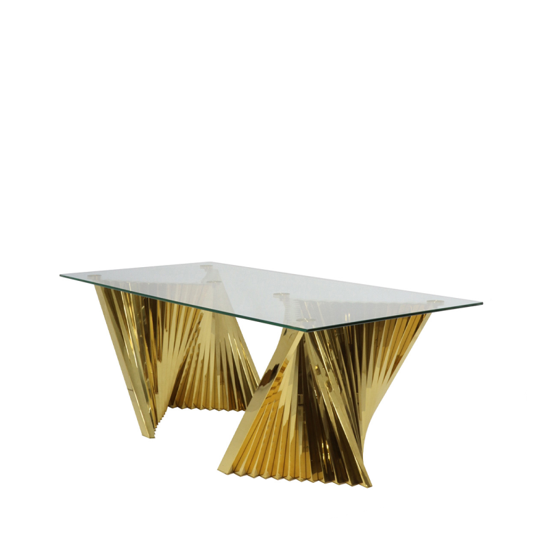 Lucy Gold Metal Coffee Table with Clear – Deccori Home