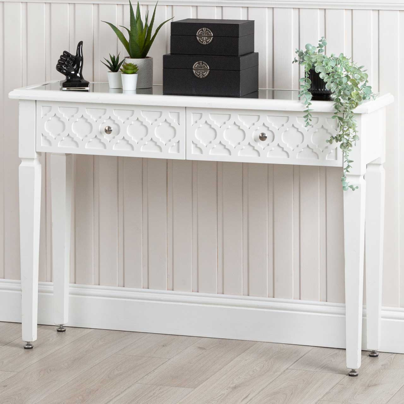 Casablanca White Wood Console Table – Deccori Home