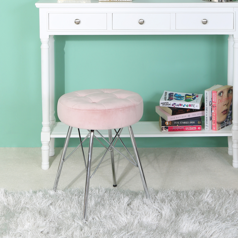 Eve Light Pink Tufted Stool *(Also available in various colours ...